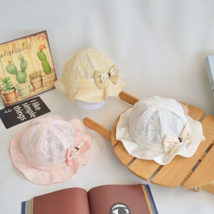 Jual (4 Bulan - 12 Bulan) Topi Bucket Hat Anak Karakter Brukat Bunga ...