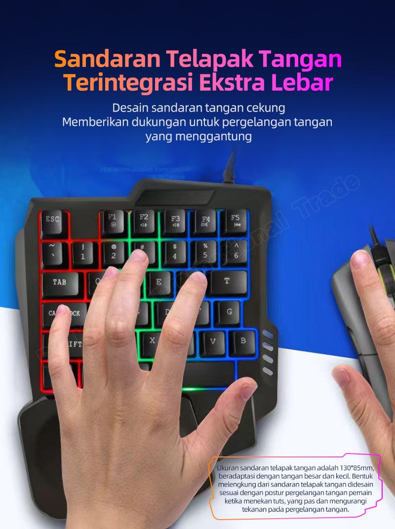Keyboard Game One Hand 35 Key RGB Lighting Desain Ergonomis untuk MOBA ...