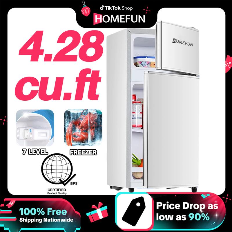HOMEFUN Refrigerator Inverter Refrigerator With Freezer 4.28cu.ft.For ...