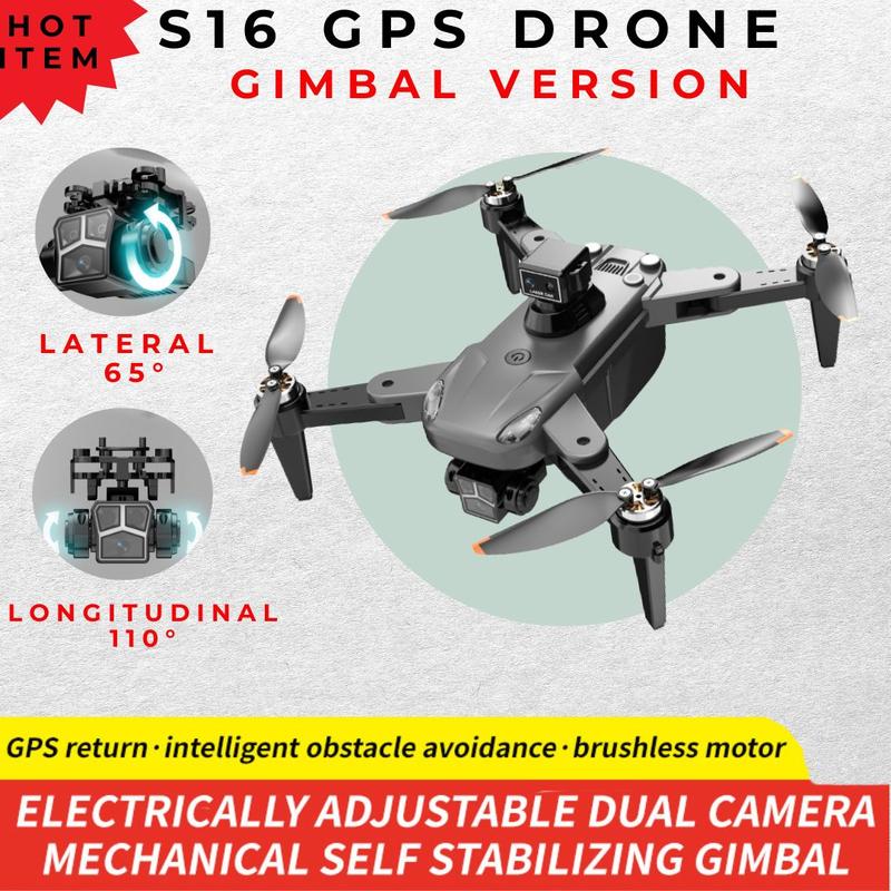 S16 Drone GPS 2 Axis Gimbal With HD Dual Camera 4 Way Obstacle - TikTok ...