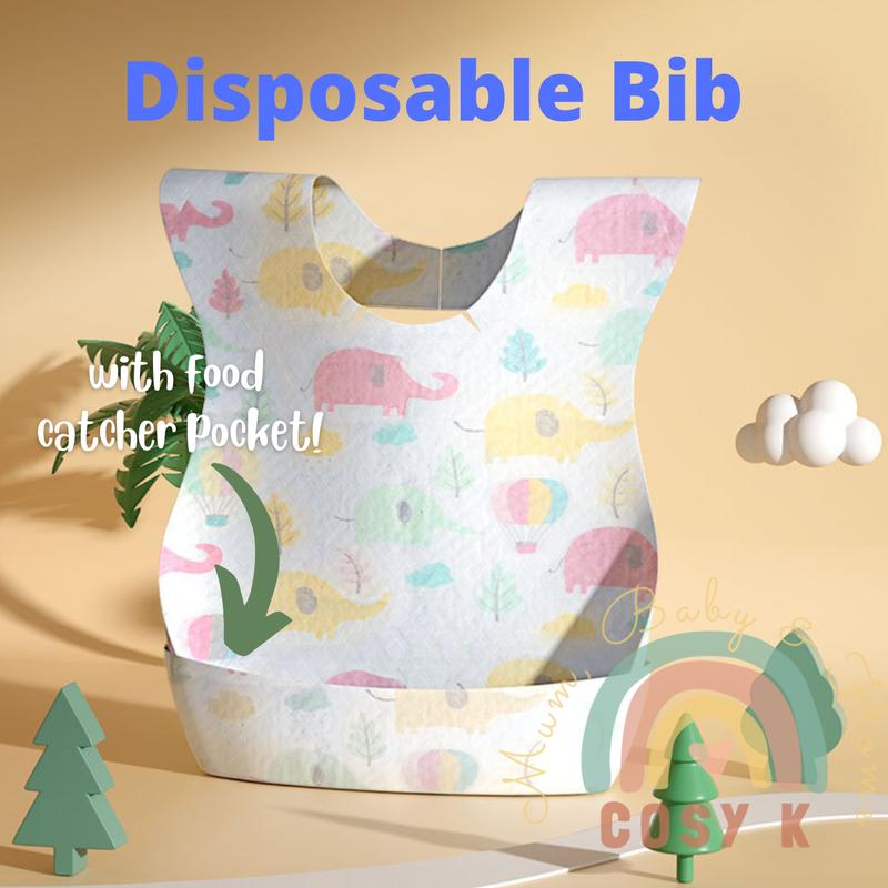 COSYK Disposable Bib with Food Catcher Pocket Baby Feeding Towel ...