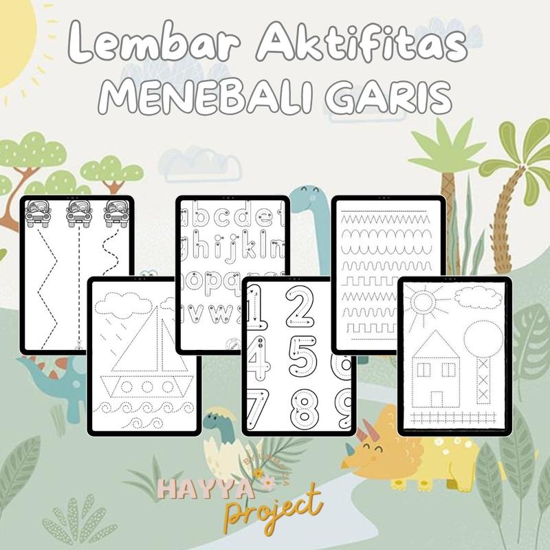 lembar mewarnai MENEBALI GARIS LEMBAR MEWARNA WORKSHEET ANAK - Shop ...