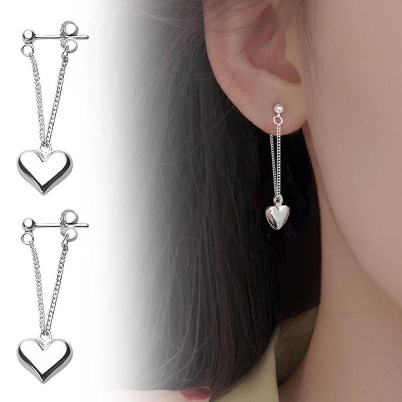 925 Sterling Silver Earrings For Women Heart Chain Earring Jewelry ...