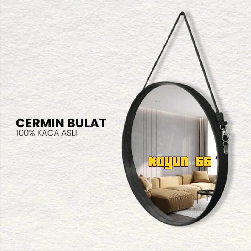 Cermin Bulat Diameter 30 cm PVCP Frame Kayu - Kaca Dinding Aesthetic - Shop | Tokopedia