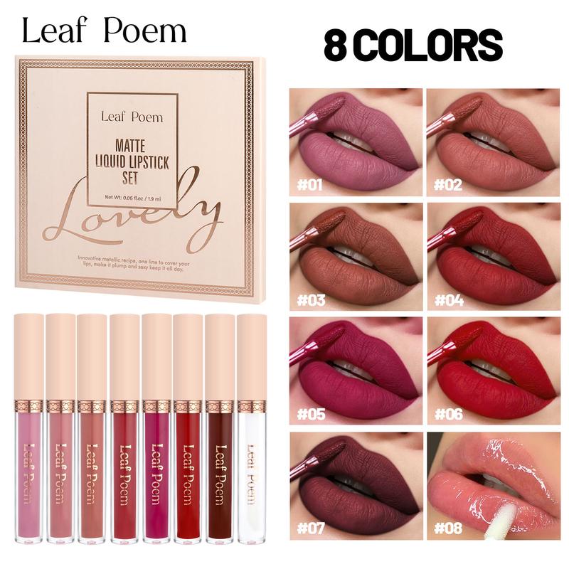 Leaf Poem Matte Liquid Lipstick Set - RD Edition with Eight Shades ...