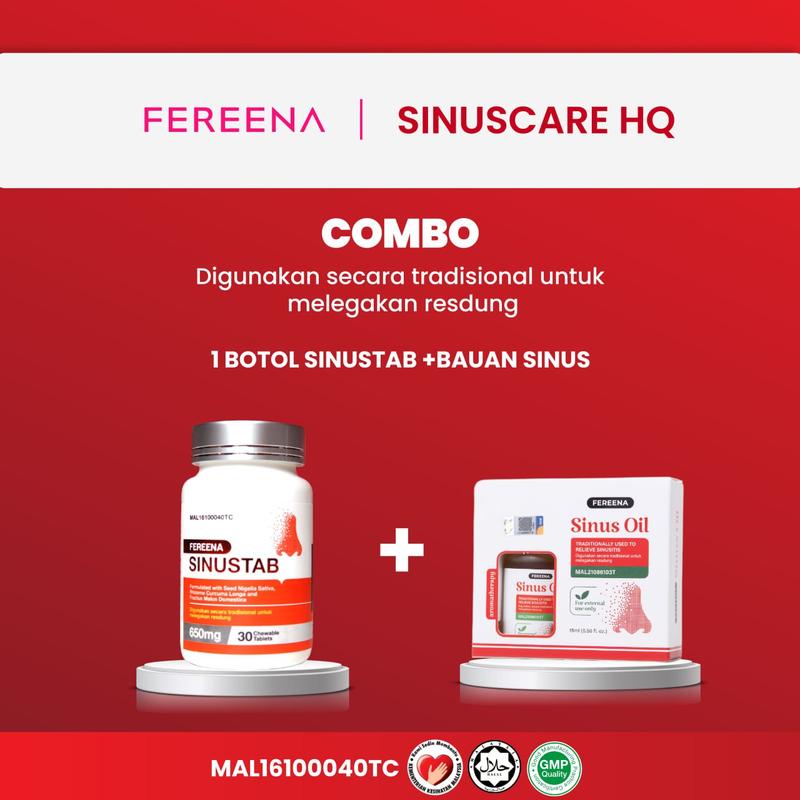 Combo 1 Botol SinusTab + 1 Botol Sinus Oil Fereena Halal KKM - TikTok ...