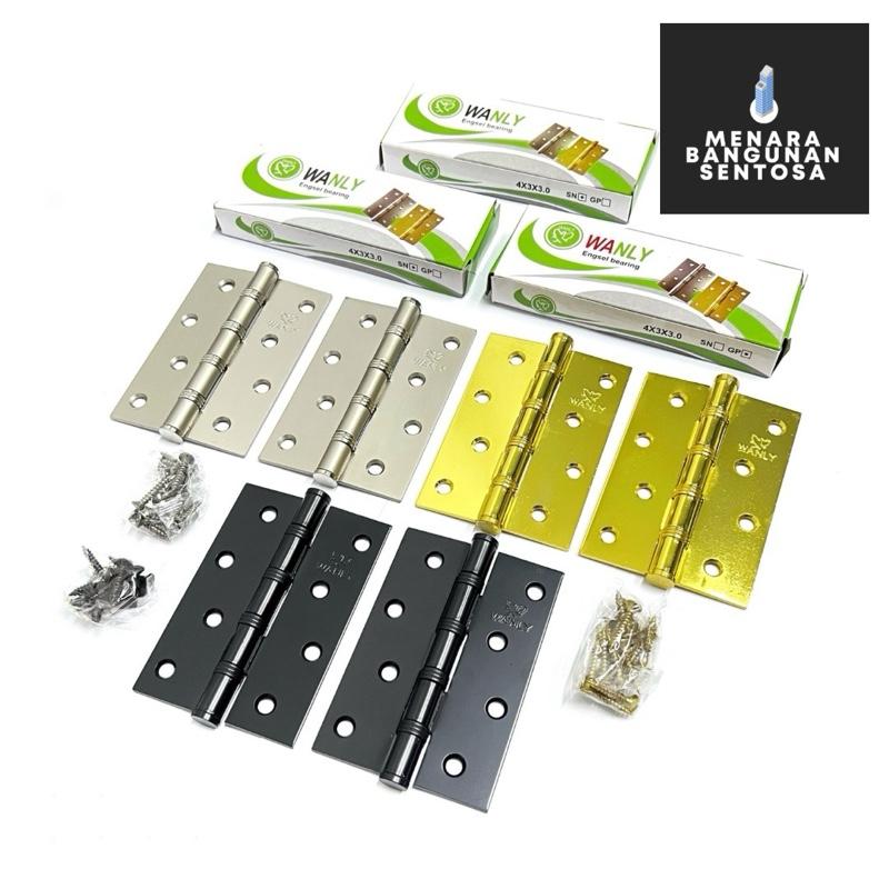 Engsel Besi Wanly 4" Putih / Kuning / Hitam Bearing - Engsel Pintu ...