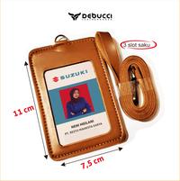 Jual Name Tag ID Card Kulit PU Holder Name Tag Lanyard Kulit PU 3 Slot ...