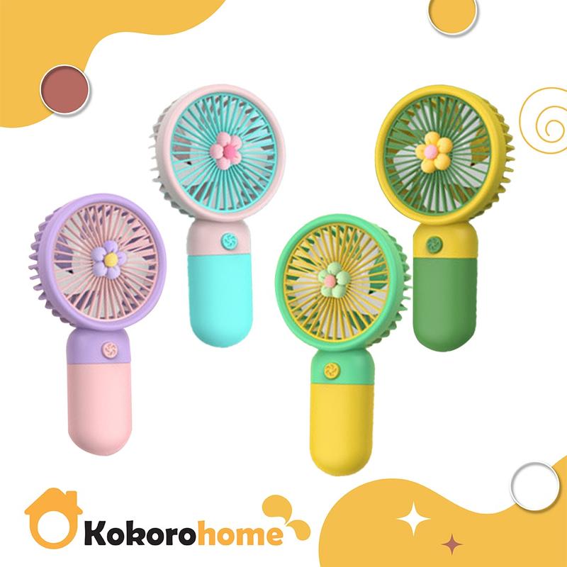 KOKORO Cute Flower Portable Handy Mini Fan Recharge Strong Wind ...