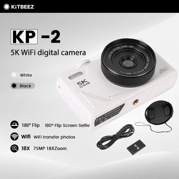 【KiTBEEZ KP-2】Upgrade 5K WiFi Digital Camera Digital Camera 75MP ...