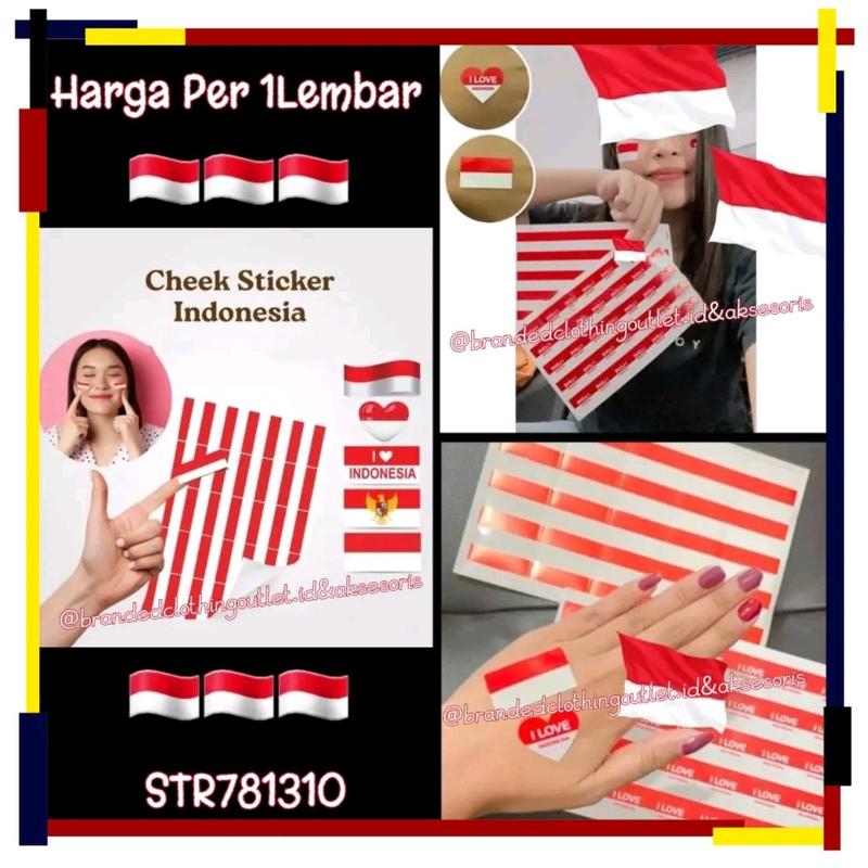 (PERLEMBAR) TEMPELAN STIKER PIPI BENDERA MERAH PUTIH / STICKER - Shop ...