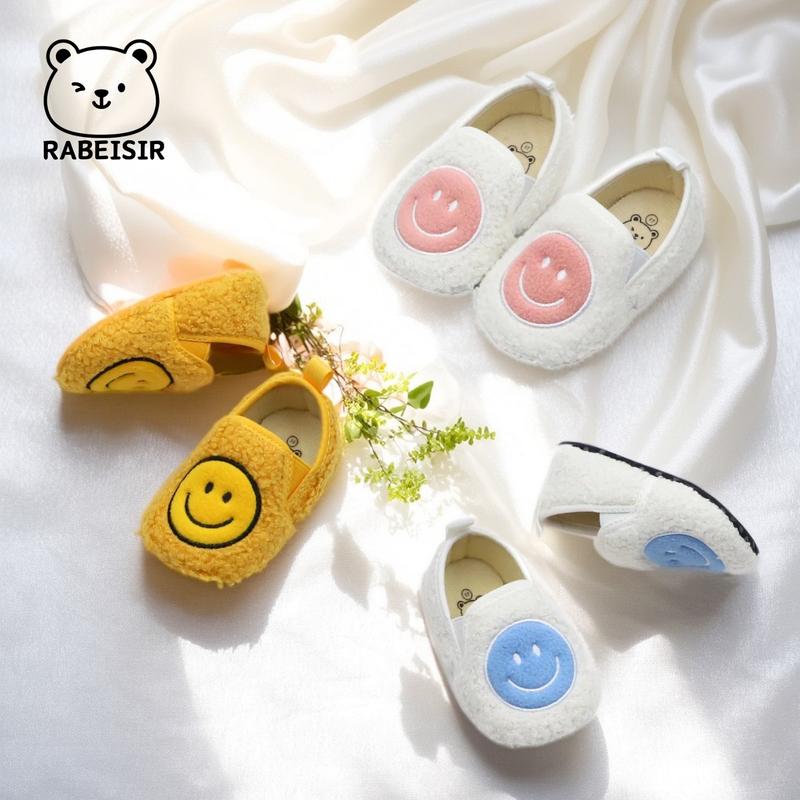 Casual Cute Smiling Face Slip On Flat Shoes For Baby Girls, Lightweight ...
