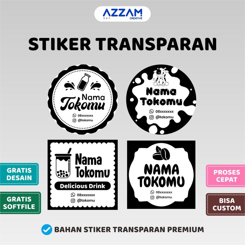 STIKER TRANSPARAN STIKER BENING STIKER MINUMAN CUP STIKER LABEL - Shop ...