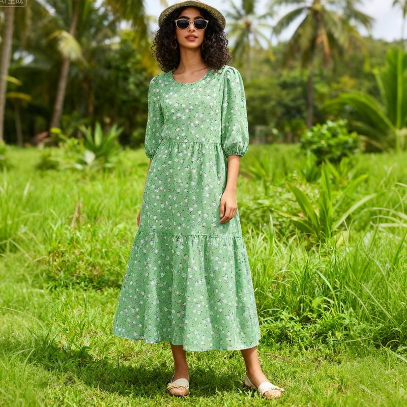 Eropah dan Amerika Syarikat Gaun Kasual Musim Bunga Elegan Wanita ...