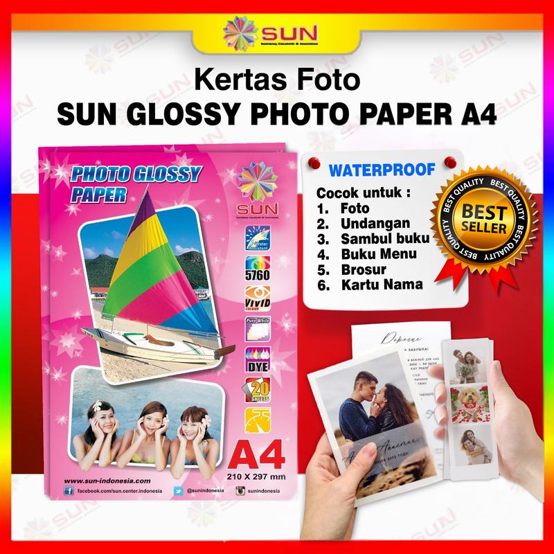 Kertas Foto Glossy A4 - SUN Photo Glossy Paper A4 265, 240, 210, - Shop | Tokopedia