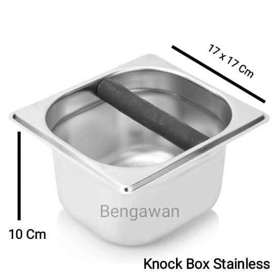 Coffee Knock Box Ampas Kopi Bahan Stainless Karet Tebal 10x17x17cm ...
