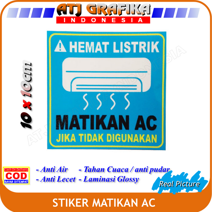 Promo Stiker matikan Ac sticker hemat energy listrik label toko rumah ...