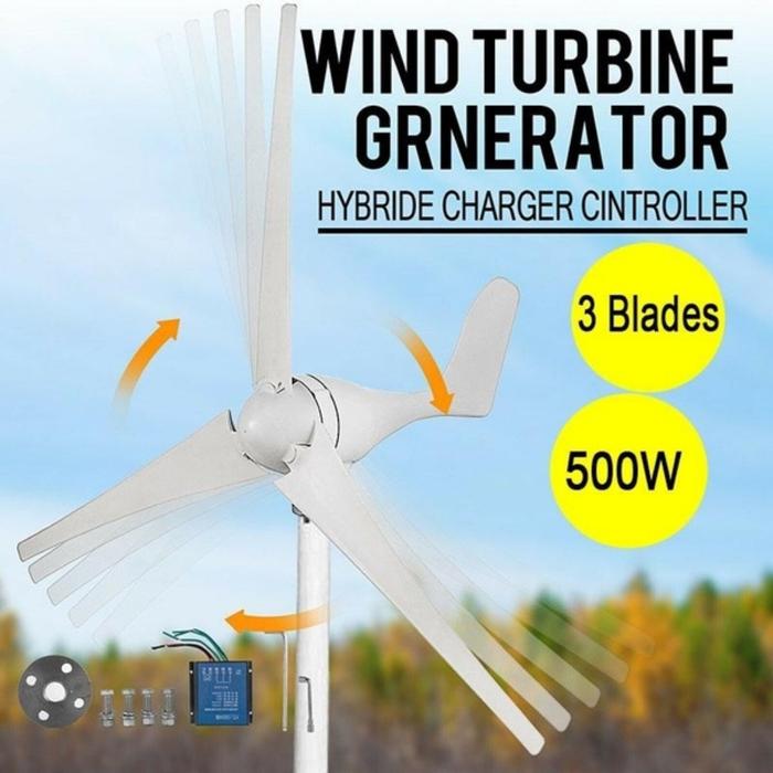 Jual Ready Stok - Wind Turbine Generator 12V 500W + Controller (Charger ...