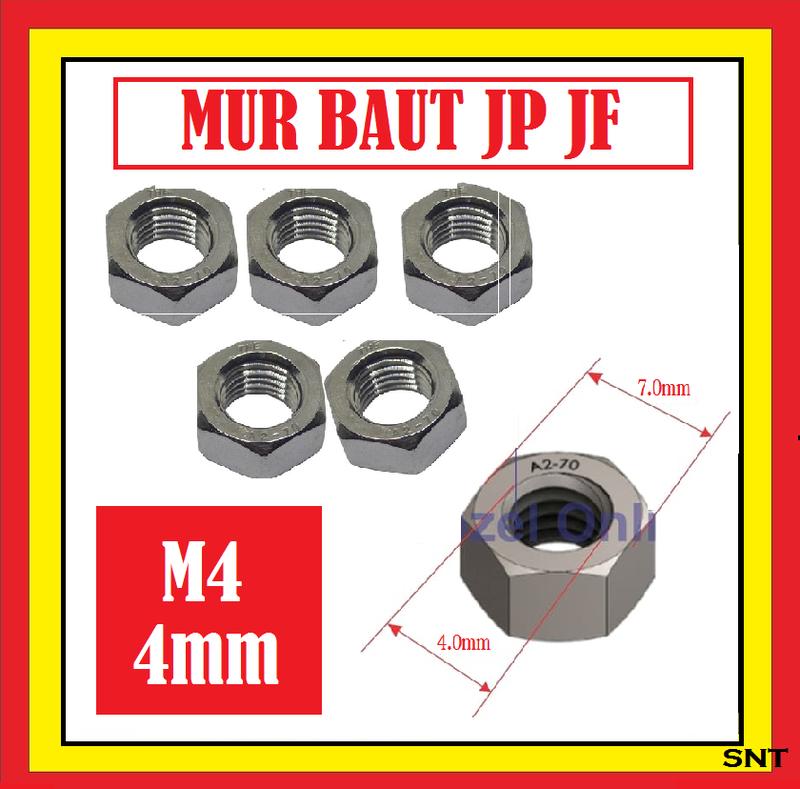 MUR BAUT BAUD M4 STAINLESS STEEL 4MM PUTIH 380068 - Shop | Tokopedia