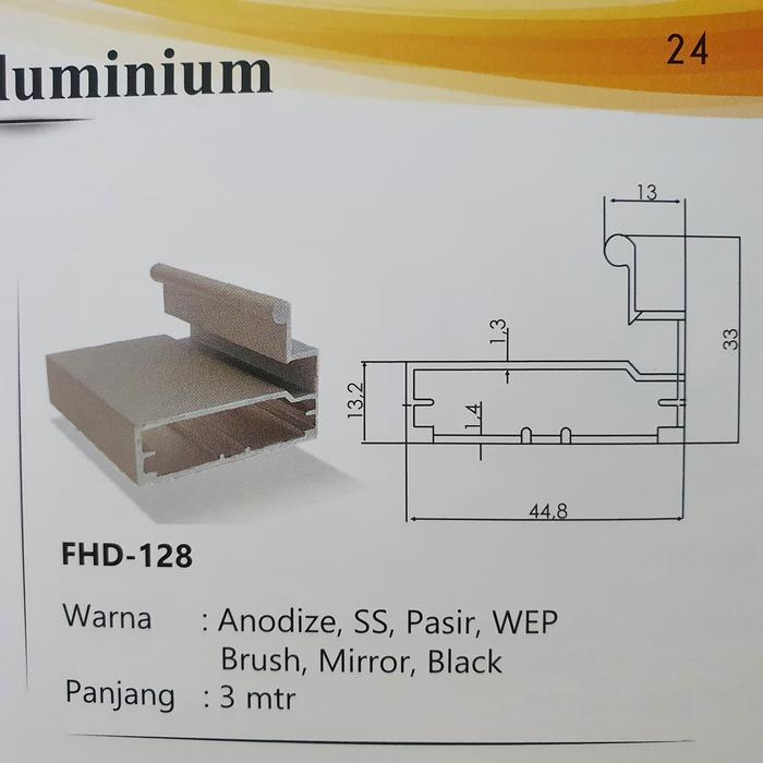 Jual FHD 128 Profil Handle Frame Kaca Lemari Kitchen Set Aluminium 3 ...