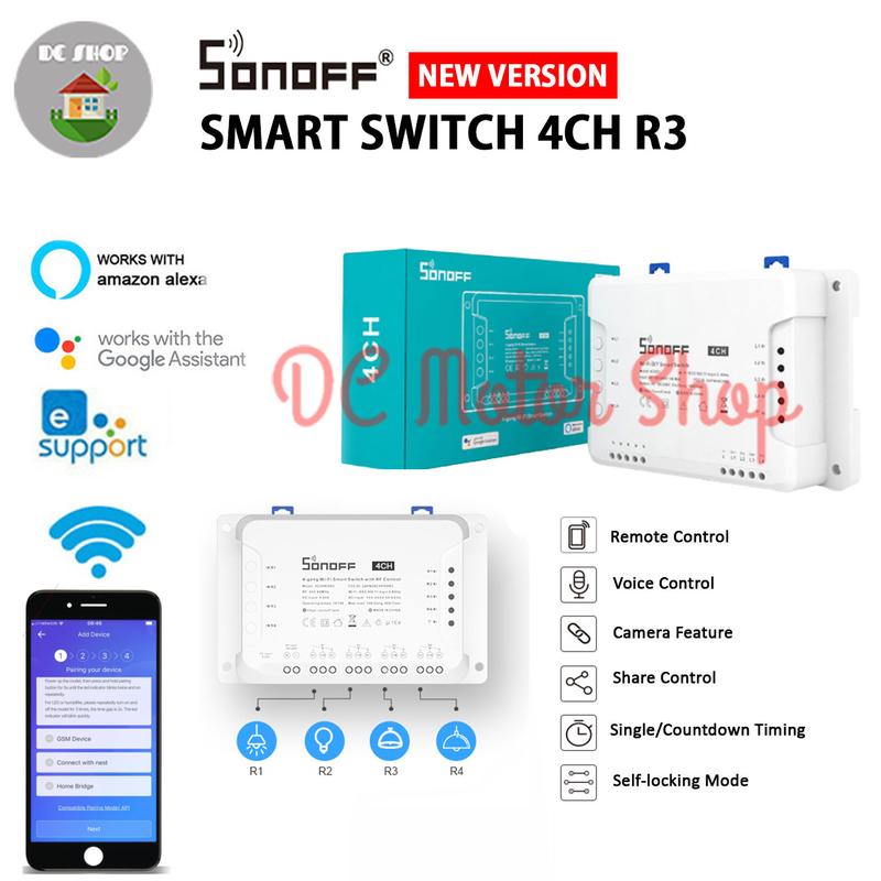 Sonoff 4CH - 4 Channel Din Rail WiFI Switch [SMART HOME] - Shop | Tokopedia