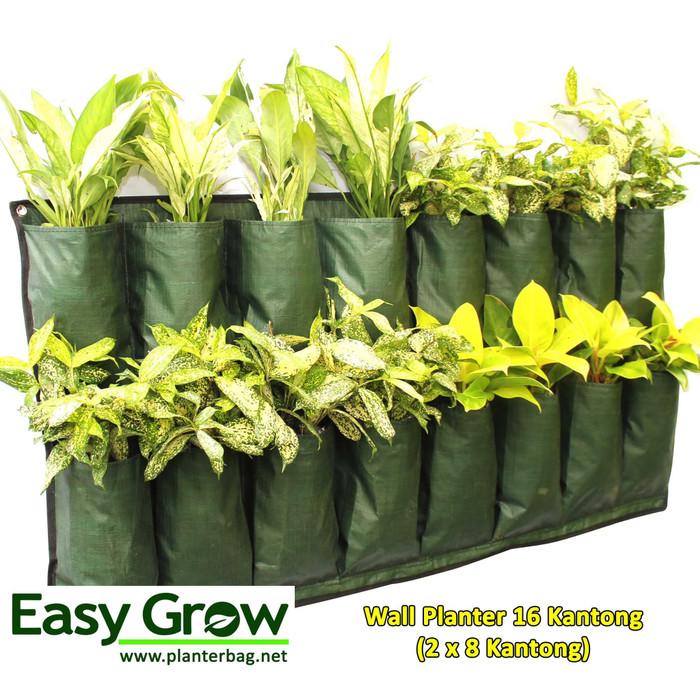 Jual Wall Planter BAG 16 Kantong 2 x 8 EASY GROW POT TANAMAN hias bunga ...