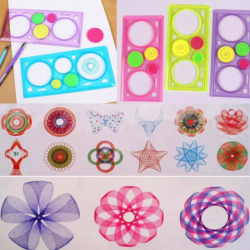 Penggaris Putar Bentuk Bunga / Penggaris Rotary Geometrik / Spirograph ...