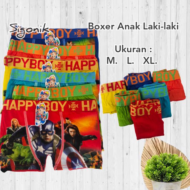 Boxer CD Celana Dalam Cowok Anak Laki-laki Ukuran M L XL HappyBoyTKSD ...