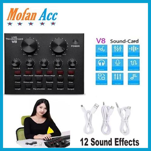 Sound Card V8 Singing Live Soundcard Mixer External Audio Microphone ...