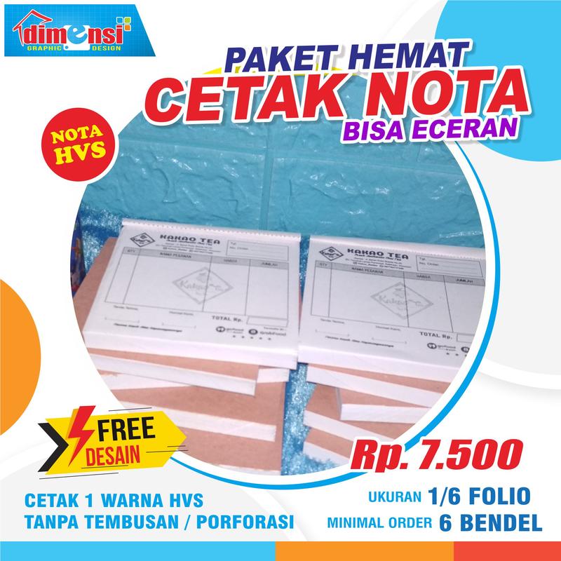 (MINIMAL 6 BENDEL) Cetak Nota Bon / Nota Invoice HVS Uk. 1/6 - Shop ...