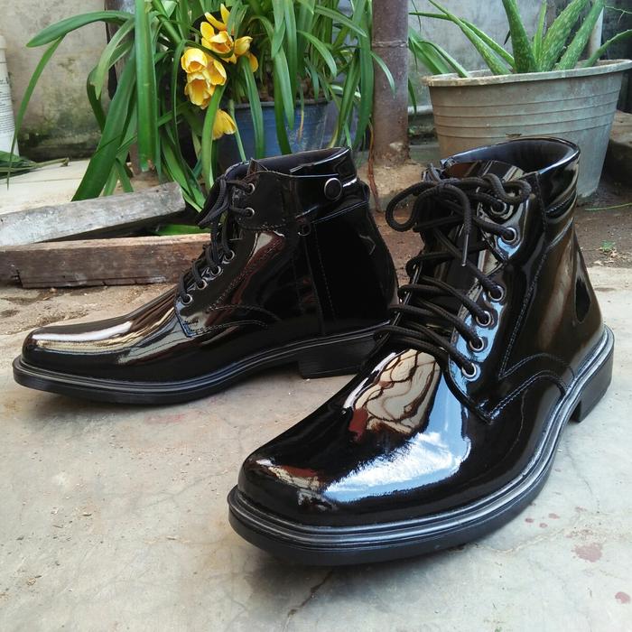 Jual SEPATU PDH PRIA tali hidup bahan kulit sapi asli warna hitam glos ...