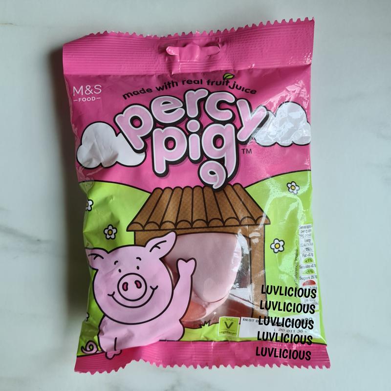 M&S MARK MARKS & AND SPENCER PERCY PIG PIGLETS GUMS CANDY PERMEN BUAH ...