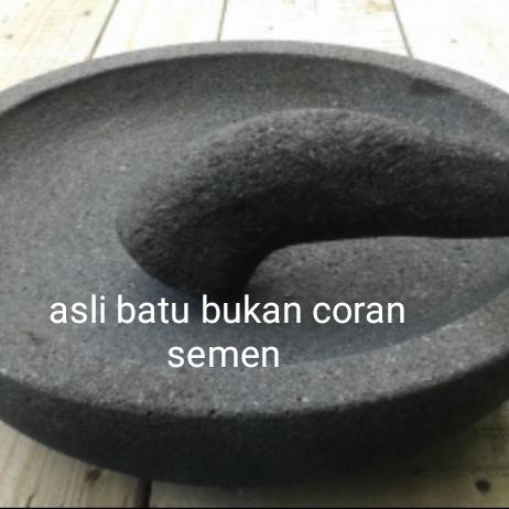 Cobek batu asli muntilan + ulekan ukuran 33/34 cm - Shop | Tokopedia