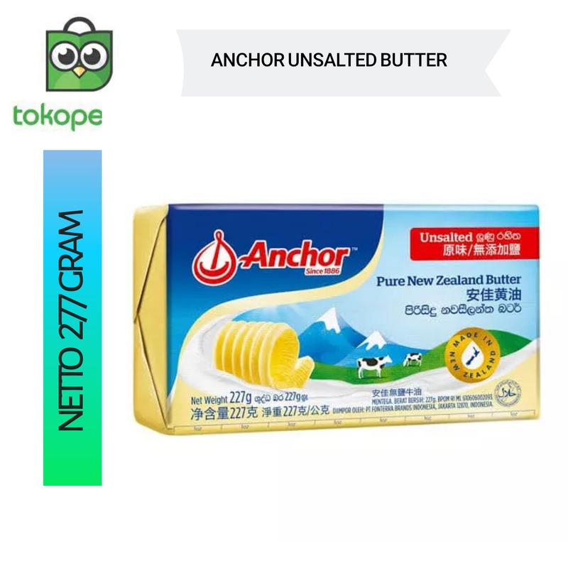 Anchor UNSALTED Butter 227 gr New Zealand Butter - Shop | Tokopedia