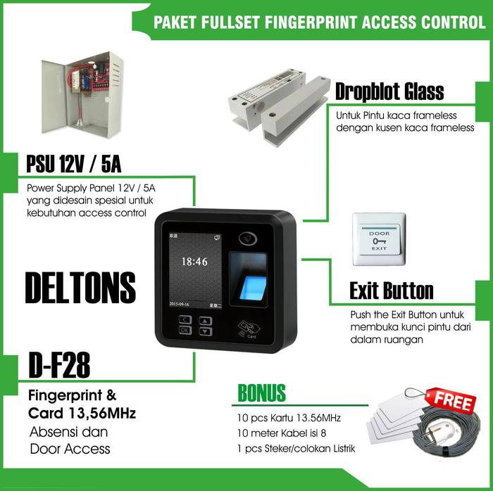 Jual Paket Access Control Pintu Kaca & Mesin Absensi Fingerprint, FREE ...