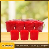 Jual Lilin Hotel / Lilin Tungku / Lilin Bulat Merah isi 12 pcs ...