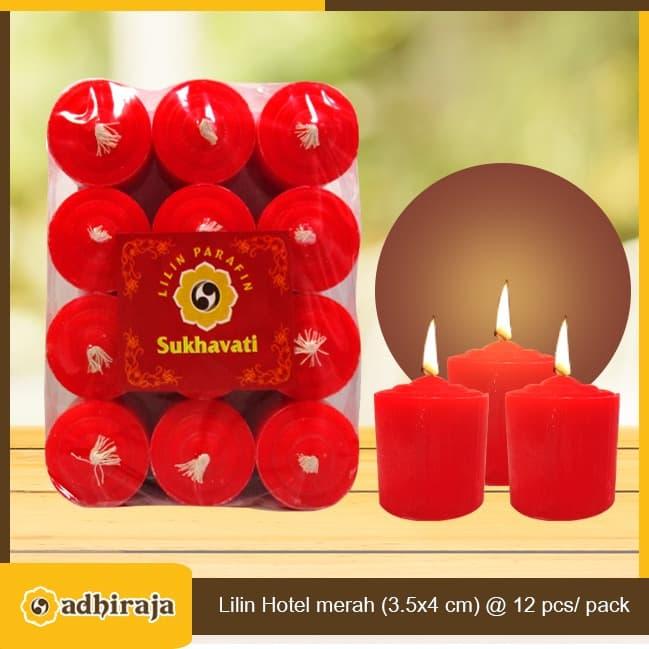 Jual Lilin Hotel / Lilin Tungku / Lilin Bulat Merah isi 12 pcs ...