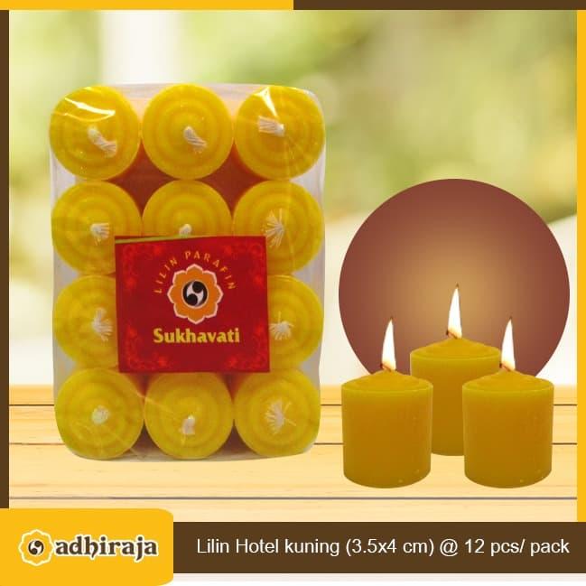 Jual Lilin Hotel / Lilin Tungku / Lilin Bulat Kuning isi 12 pcs ...