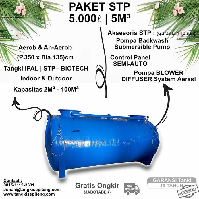 Jual PAKET Tangki STP BIOFILTER - 5000 Liter / 5M3 BIOTECH, BIO SEPTIC ...
