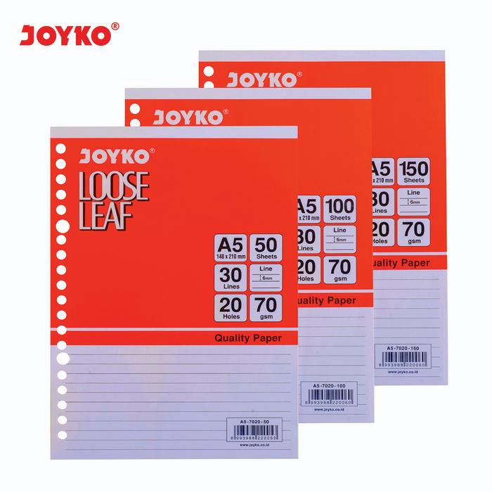 Jual Joyko Loose Leaf A5 Lines / Kertas File Binder Joyko Garis 7020 ...