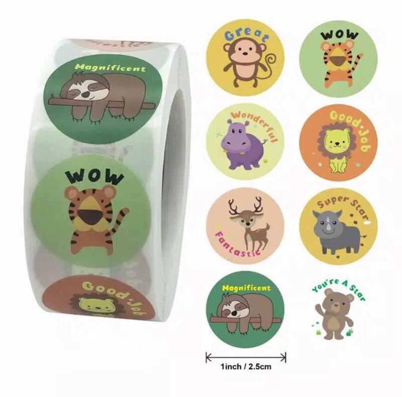 Stiker Label Reward Bulat Hewan Stiker Anak Lucu 2.5 cm Seri - Shop ...
