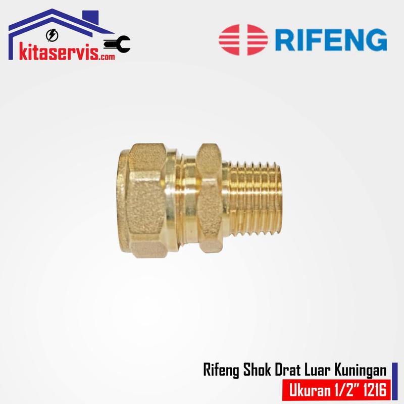 Sambungan kuningan Shok Drat Luar SDL 1/2" inch 1216 MERK RIFENG - Shop ...