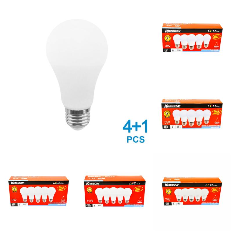 KRISBOW SET BOHLAM LED ISI 5 PCS 3, 5, 7, 9, 11 WATT COLLDAY - Shop ...