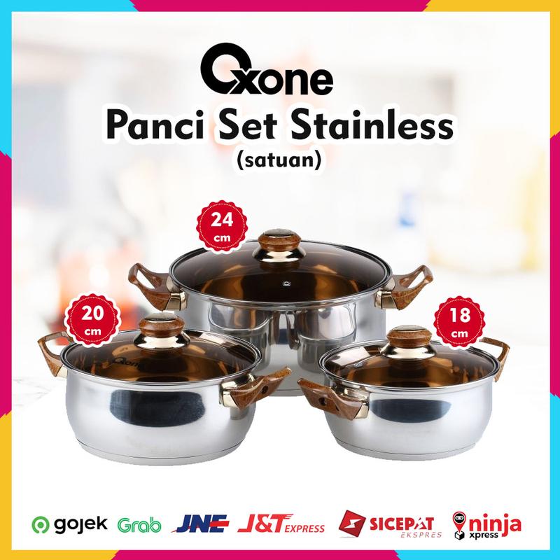 Panci Stainless Steel + Tutup Kaca Satuan Oxone OX-933P - Shop | Tokopedia