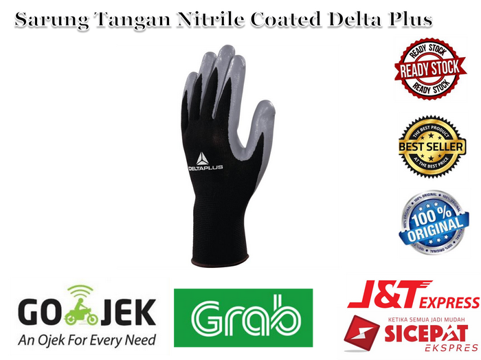 Promo SARUNG TANGAN SAFETY Nitrile Coated DELTA PLUS VE712GR Glove Palm ...