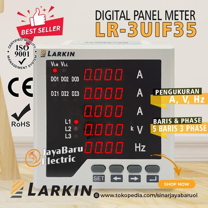 Promo Power Multi Ampere Volt HZ Meter Digital 3Phase 5Row LARKIN LR ...
