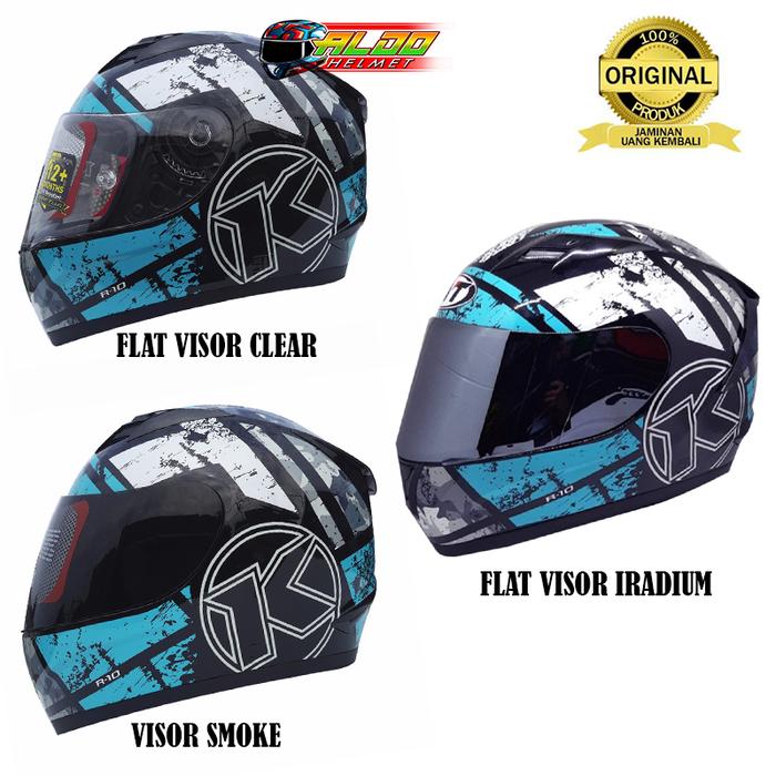 Jual KYT HELM R10 MOTIF #3 / BLACK AQUA BLUE ORIGINAL / HELM R-10 ...