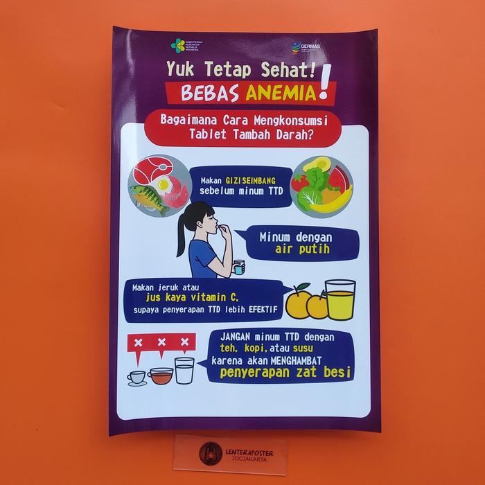Jual Poster Anemia Remaja : Tetap Sehat Bebas Anemia, Cara Minum TTD ...