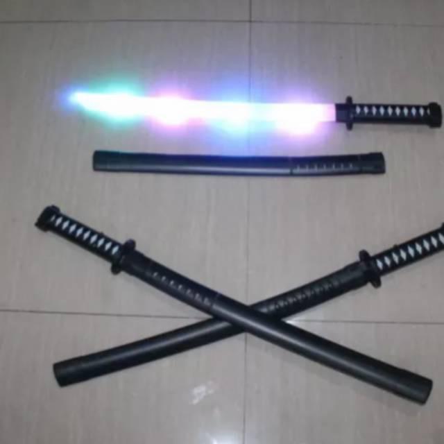 mainan pedang ninja samuray deadpool sensor gerak led panjang 65cm ...