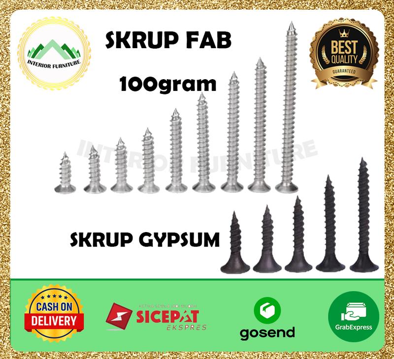 Sekrup FAB sekrup GYPSUM skrup DRYWALL kayu sekrup Triplek 100 - Shop ...